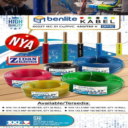 Jual Kabel Listrik NYA 1,5mm 50m / Kabel NYA 1,5 50 Meter Kawat Tembaga ...