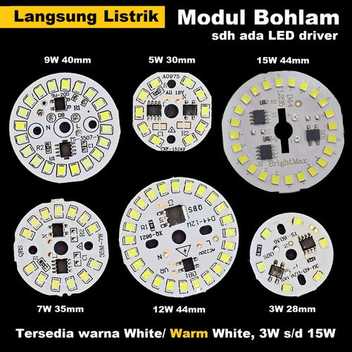 Jual Modul Bohlam Lampu LED Listrik AC SMD White/Warm 3W-15W PCB ...