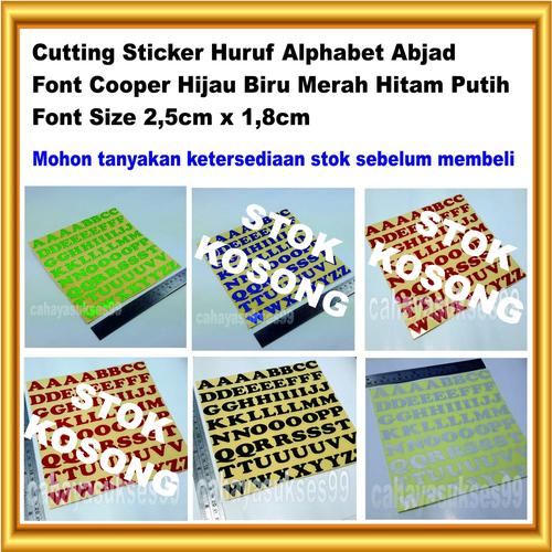 Jual Sticker Huruf Alphabet Abjad Merah Biru Putih Hitam Hijau Font ...