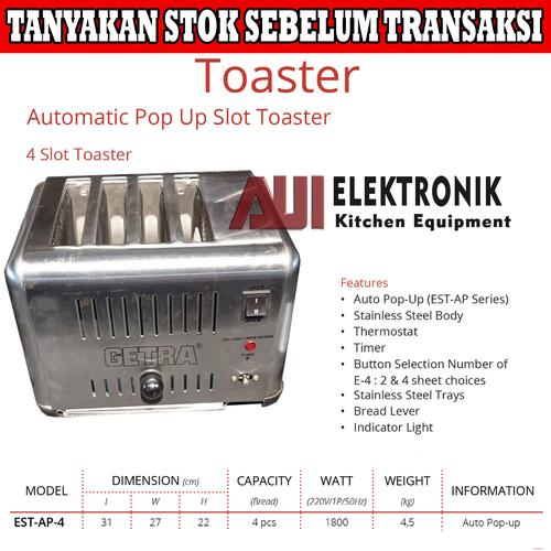 Jual GETRA EST-AP-4(POP UP) AUTOMATIC SLOT TOASTER/PEMANGGANG ROTI ...