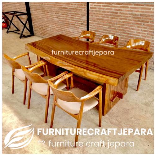 Jual 1 SET MEJA MAKAN 6 KURSI MEJA TREMBESI SOLID 2 METER KURSI KAYU JATI - Kab. Jepara ...
