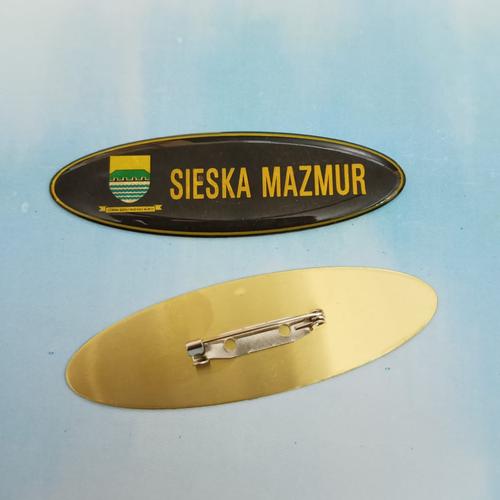 Jual Nama Dada Name Tag Kuningan Oval Kecil Peniti Custom - Kab ...