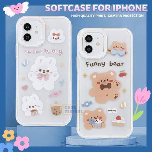 Jual iPhone 12 Pro Max Soft Case Bear Bunny Aesthetic Motif Kartun Karakter - Bear, iPhone 12 ...