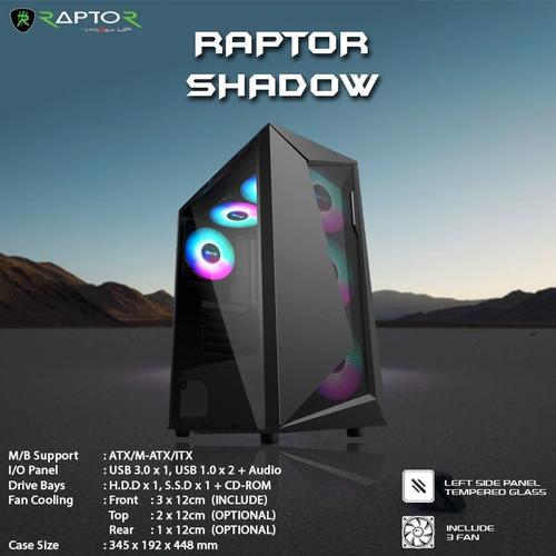 Jual Casing Gaming 3 Power Up RAPTOR SHADOW - Tempered Glass INCLUDE 3 ...