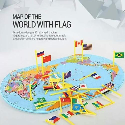 Jual Mainan Permainan Maenan Edukasi Edukatif Peta Dunia World Map Flag ...