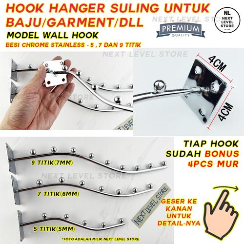 Promo Wall Hook Hanger Cantolan 5 7 9 Titik Gantungan Baju Display ...