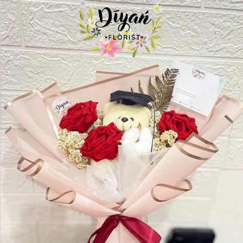 Jual buket bunga wisuda murah / graduation flower bouquet / bucket ...