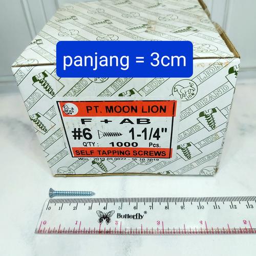 Jual Sekrup/Skrup Taping FH/JF 6x11/4" Self Tapping Screws Lion F+AB ...
