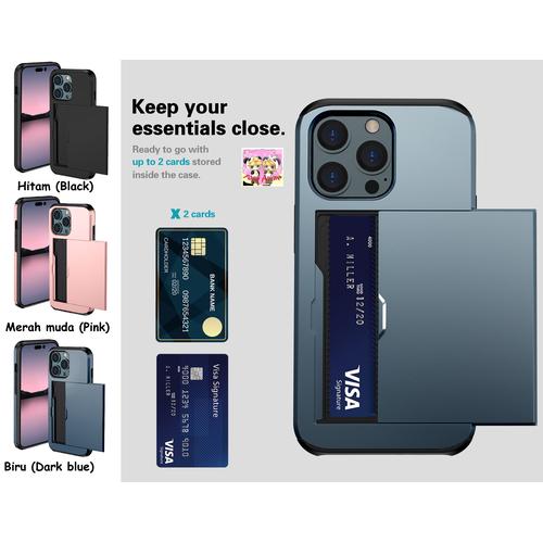Jual Case Iphone 11 12 13 14 15+ Pro Max plus Card Holder Casing Slot ...