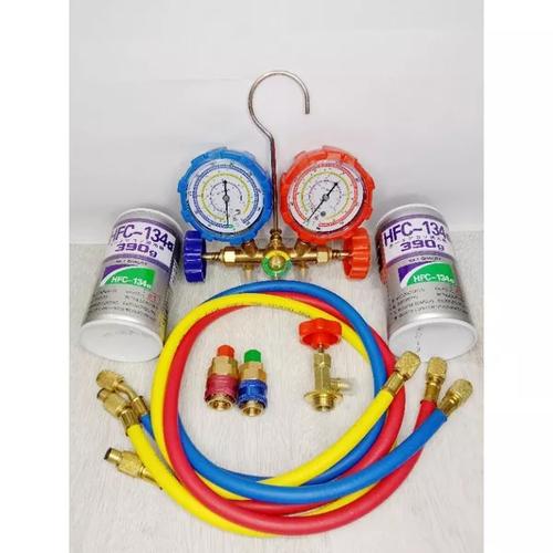 Jual PAKET ALAT PENGISIAN FREON AC MOBIL KULKAS KOMPLIT MANIFOLD DOUBLE ...