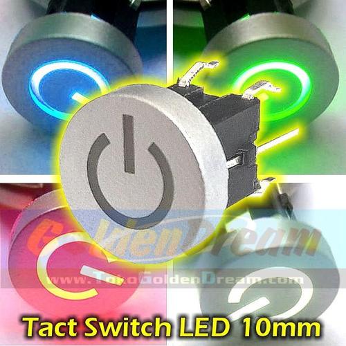 Jual Tact Switch 10mm LED Illuminated Lampu Warna Bulat 12v 50mA Saklar ...