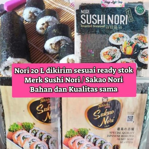 Jual paket sushi nori 20lembar + makisu bambu penggulung rumput laut ...