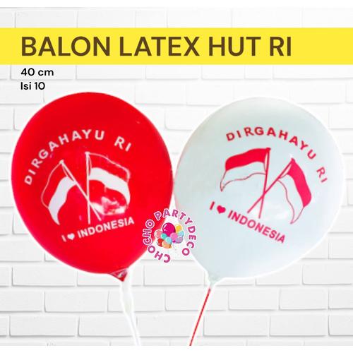 Jual Balon Latex HUT RI isi 10 / Balon Dirgahayu RI Merah Putih - Putih ...