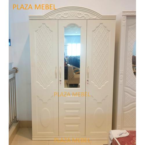 Jual Lemari Pakaian / Baju Besi Import Putih 3 Pintu Klasik Coating ...