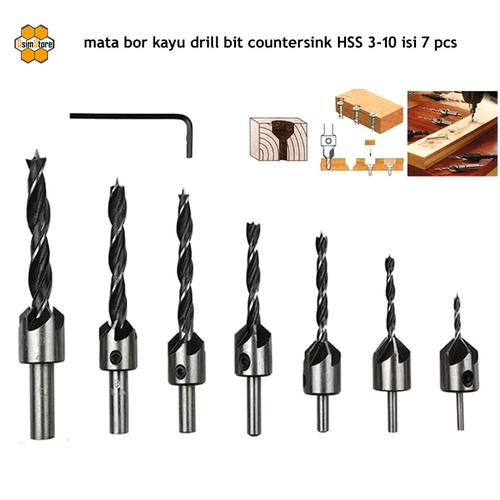 Promo Mata Bor Kayu Drill Bit Countersink HSS 3-10mm Isi 7PCS - Kota ...