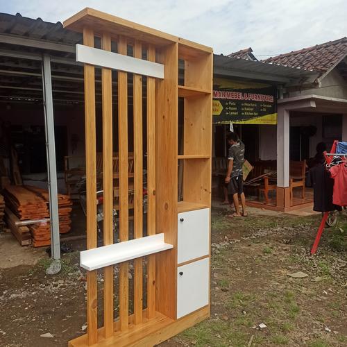 Jual partisi sekat ruangan minimalis rak terbuka kayu solid ...
