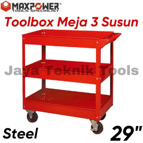 Jual Tool Box Meja 3 Susun Maxpower 29" inch Besi Tri Level Box Roda ...