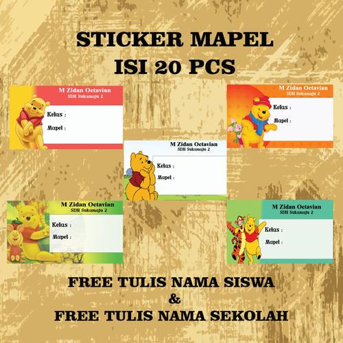 Jual sticker mapel isi 20 pcs, series winnie the pooh, sticker label ...