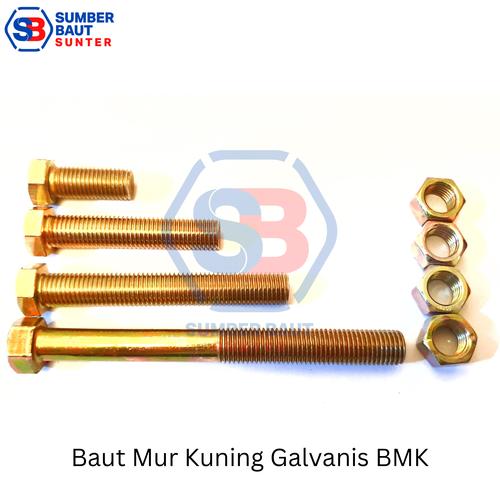 Jual M10x130 Baut Mur Hexagon Kuning BMK Hex 10x130 Kunci 14 Galvanis ...