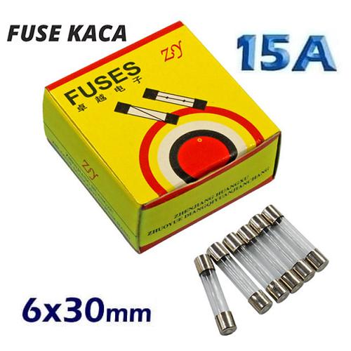 Jual Fuse Kaca 15A ukuran 6x30 mm Besar 250VAC sekring sekering glass 6 ...