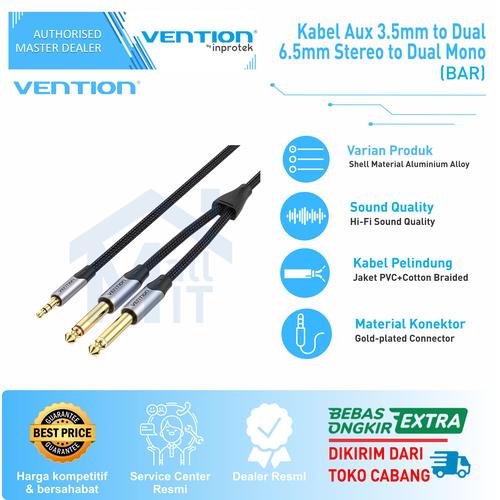 Jual Vention Kabel Audio Aux 3.5mm to Dual 6.5mm Stereo to Dual Mono BAR - Kota Medan - Mall IT ...