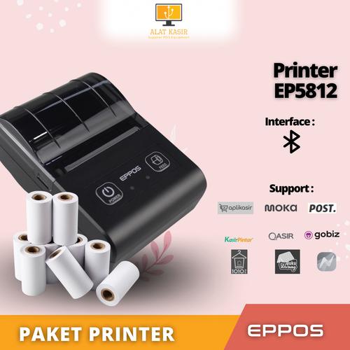Jual Paket Printer Bluetooth Cocok Untuk cetak struk kasir EP5812 + 10 ROLL - Kab. Sleman ...