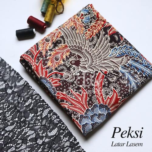Jual Kain Batik Meteran Potongan Motif Peksi Latar Lasem - Hitam, 0,5 ...