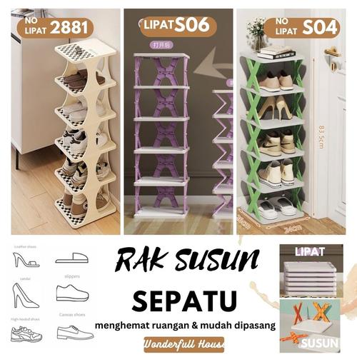Jual Rak Sandal Sepatu Susun Plastik Zigzag Tempat Sandal Sepatu Lipat ...
