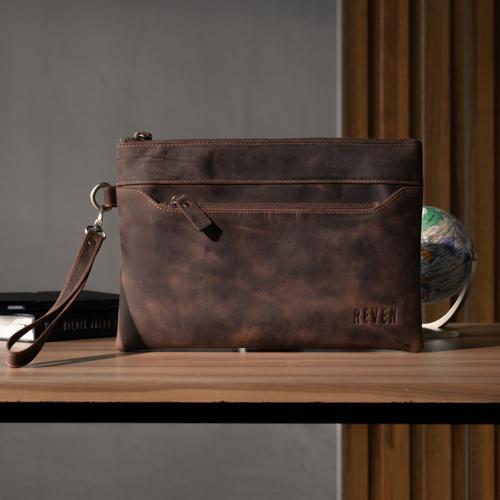 Promo Handbag Pria Kulit Asli Clutch Pouch Original Leather Reven ...