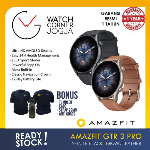 Jual Amazfit GTR 3 PRO AMOLED ORIGINAL Smartwatch Bluetooth Call SpO2 Music - Brown Leather ...