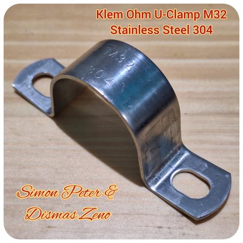 Jual Klem Pipa 1 inch M32 Stainless Steel 304 Pipe Clamp U-Shaped Ohm ...
