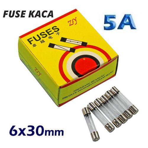 Jual Fuse Kaca 5A ukuran 6x30 mm Besar 250VAC sekring sekering glass 6* ...