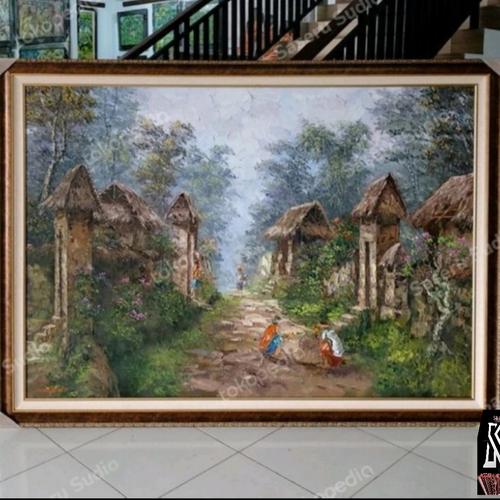Jual Hiasan dinding lukisan kampung bali texture ukuran 150cmx100cm ...