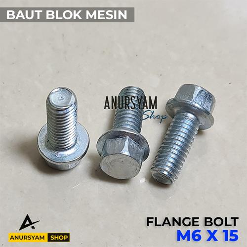 Jual Baut Flange M6 | Baut Blok Mesin M6 x 15 - 110 Putih | Baut Blok M6 - M6 x 30 - Kota ...