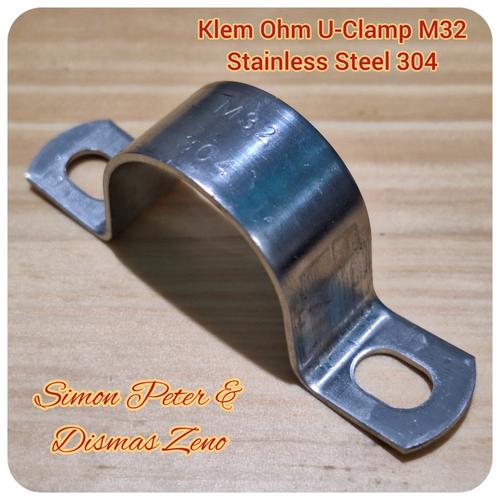 Jual Klem Pipa 1 inch M32 Stainless Steel 304 Pipe Clamp U-Shaped Ohm ...