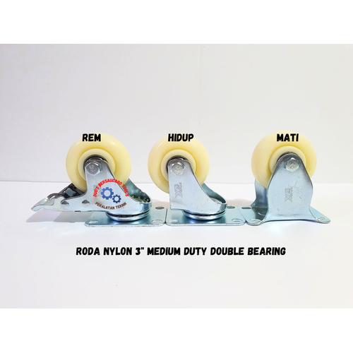 Jual Roda Nylon 3inch Medium Duty TIPE Hidup Mati Rem 3 inci Roda Nilon ...