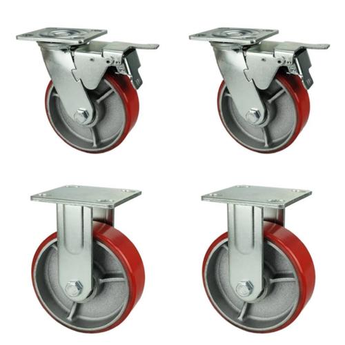 Jual Roda Troli Trolly PU 6 Inch Rem Swivel Brake Mati 1 Set Taiwan ...