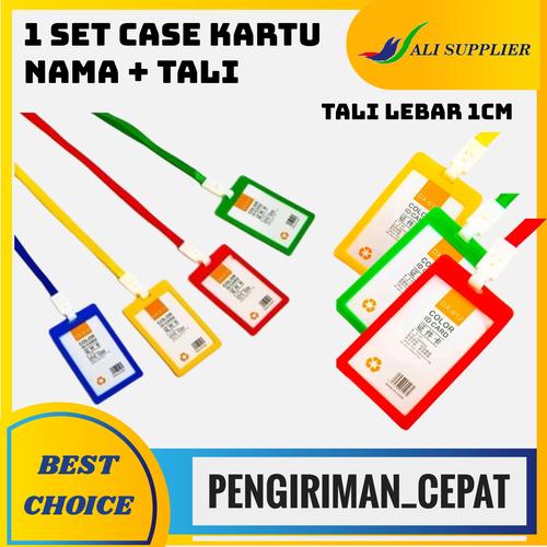 Jual ID CARD HOLDER + TALI TEMPAT KARTU / LANYARD NILON / 1 SET CASE ...