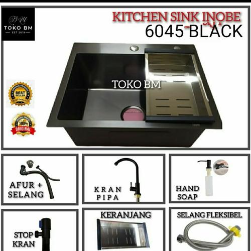Promo sink inobe 6045 hitam doff/paket sink inobe 6045 hitam doff - NO ...