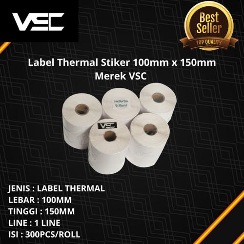 Promo LABEL BARCODE 100 X 150 mm merek VSC KERTAS STICKER LABEL THERMAL ...