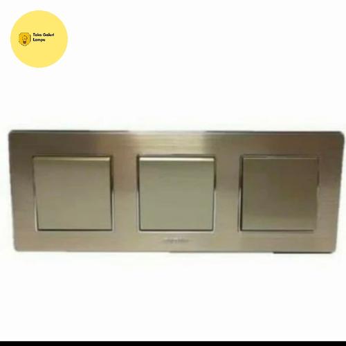 Jual BOTON SAKLAR 3 GANG ENGKEL+ENGKEL+ENGKEL 1WAY 1ARAH K2 GOLD ...