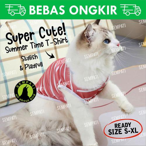 Jual Baju kucing motif garis sempati kaos hewan lucu pet tank stripe ...