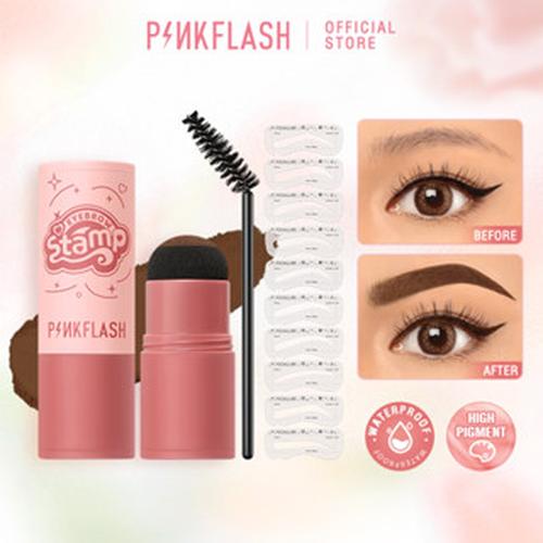 Promo PINKFLASH Waterproof Eyebrow Powder Stamp with 10 Stencil Set ...