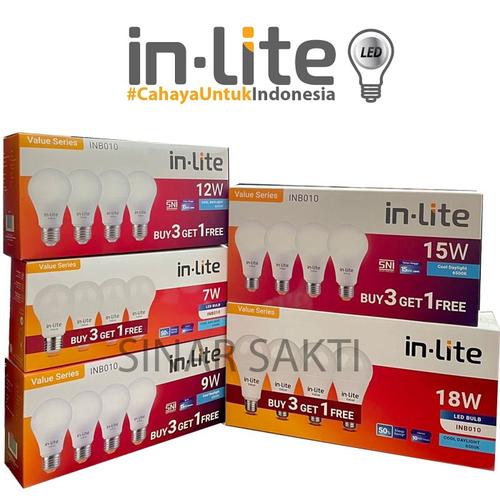 Jual INLITE Lampu LED BELI 3 GRATIS 1 7w 9w 12w 15w 18w INB010 PAKET ...