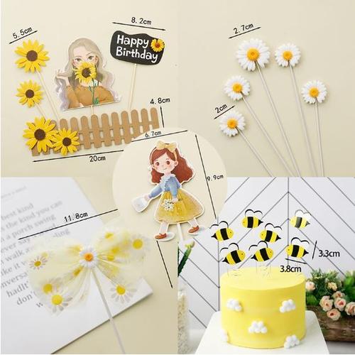 Jual Topper Pita Bow Sunflower Bunga Daisy Summer Girl Kue Cake Ulang ...