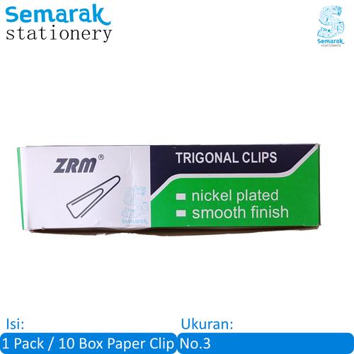Jual ZRM Trigonal Clips Klip Penjepit Kertas No. 3 [1 Pack / 10 Box ...