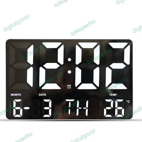 Promo Jam Digital Led Clock Alarm Dinding / Meja Jumbo 0717L - Putih ...