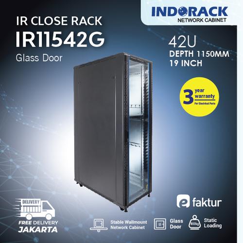 Jual INDORACK Cabinet Network Standing Close Rack 42U IR11542G Glass ...