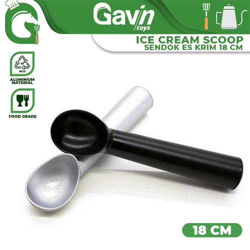 Jual Sendok Es krim 18cm Hitam Stainless Alumunium Scoop Ice Cream ...