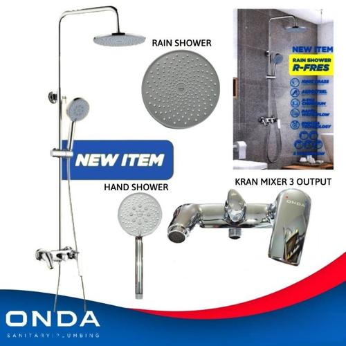Jual R FRES Rain Shower Full Set Mixer Onda | Brass Bar Tiang Shower R ...